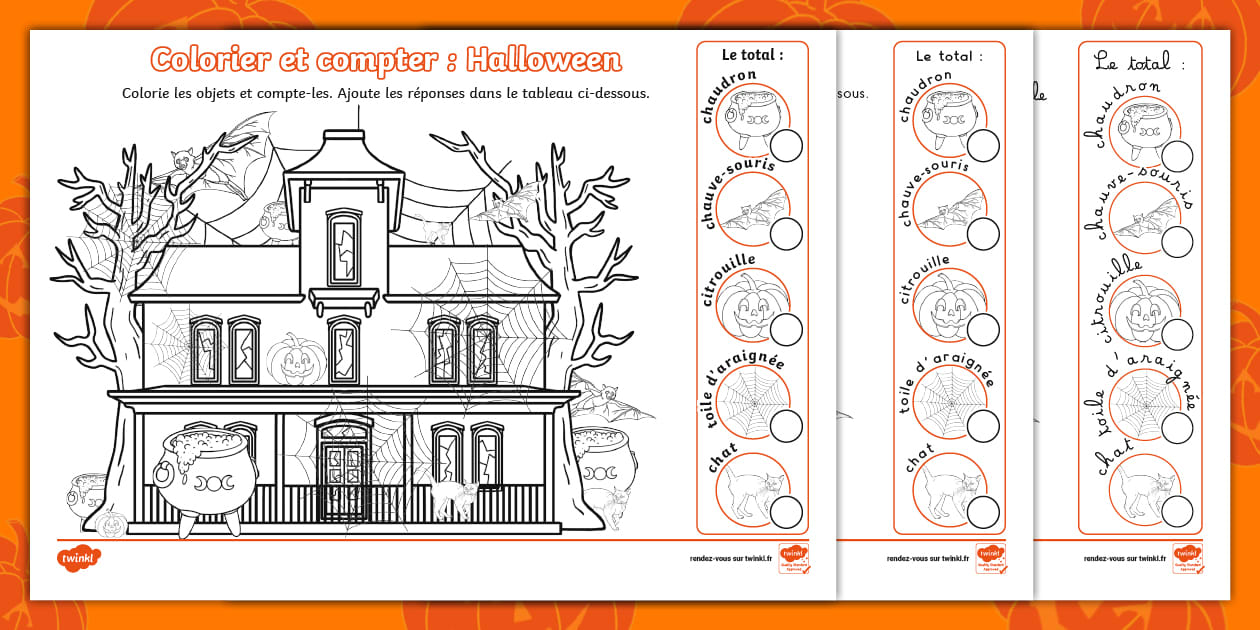 Colorier et compter : Halloween (teacher made) - Twinkl