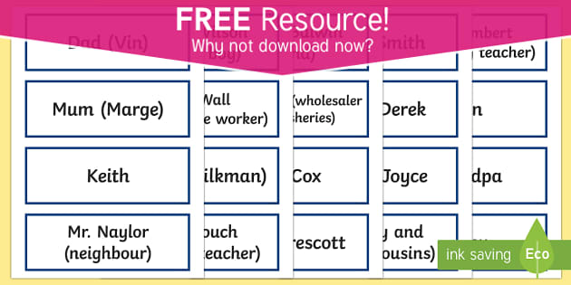 FREE! - Character Cards to Support Teaching on Misery Guts by Morris