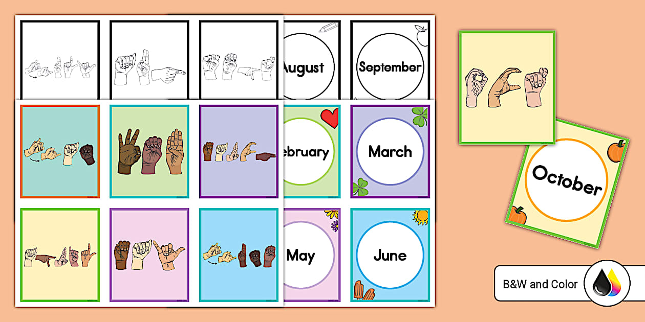 ASL Months of the Year Matching Cards