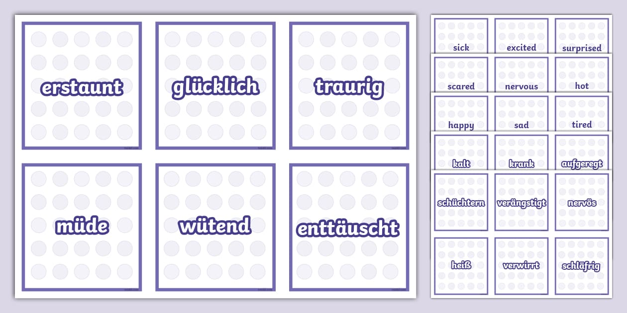 Emotions - German/English Word Matching Cards