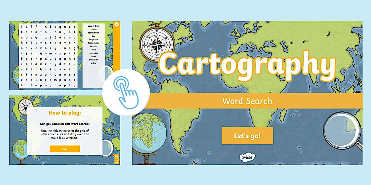 Cartography Interactive Word Search (teacher made) - Twinkl