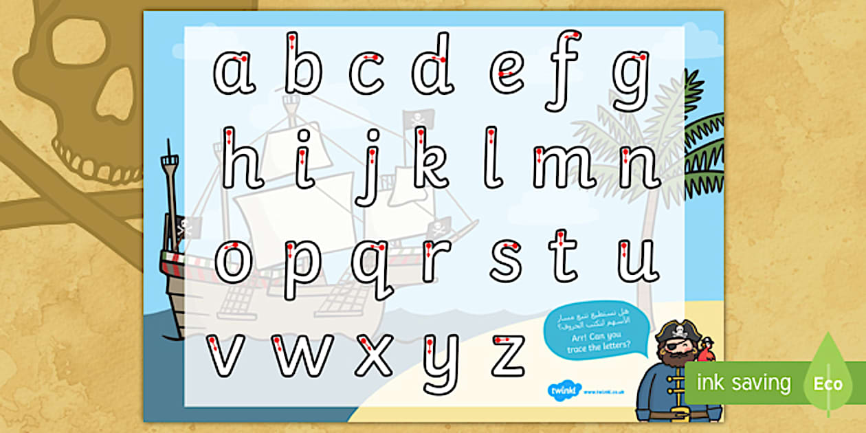 Pirate Themed Letter Writing ِWorksheet / Worksheet Arabic/English - Pirate