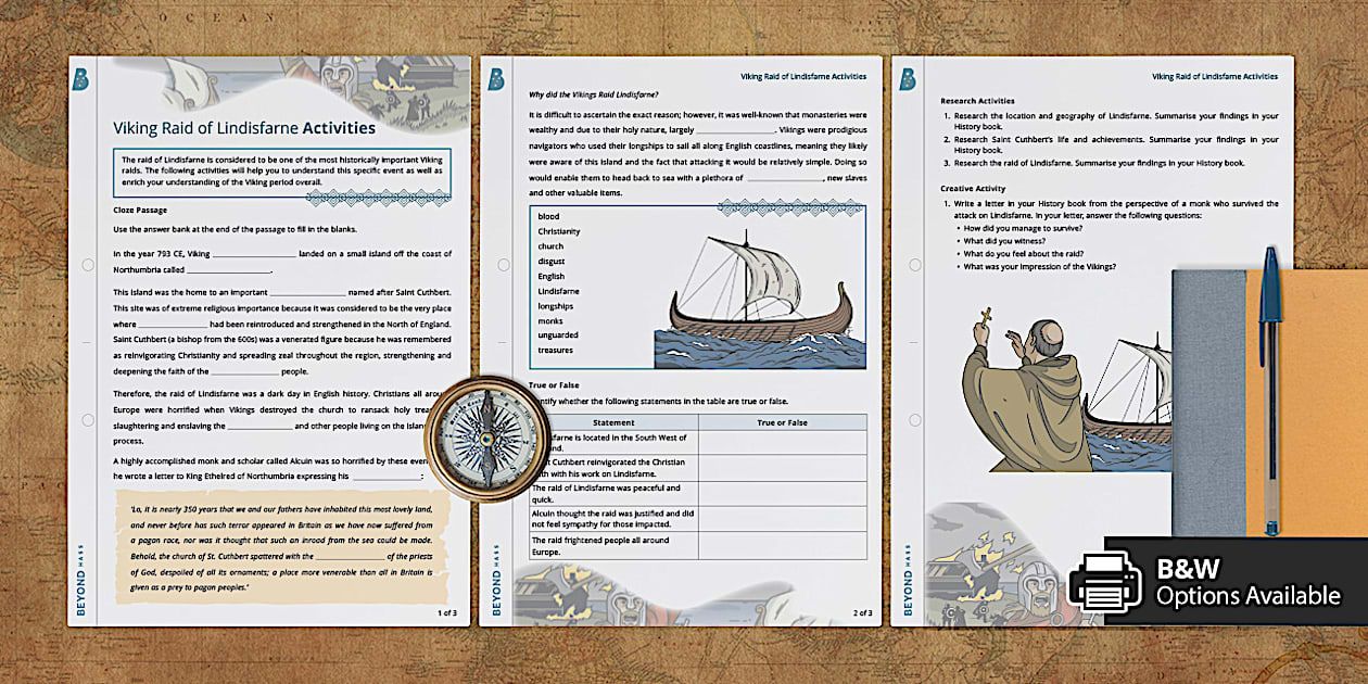 Viking Raid of Lindisfarne Activities (teacher made)