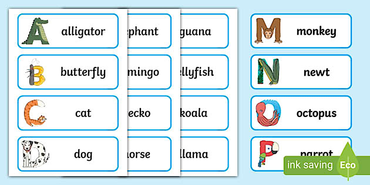 Cursive Animal Alphabet Drawer Peg Labels - Twinkl