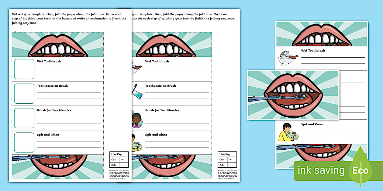 Folding Brushing Your Teeth Sequencing Template - Twinkl