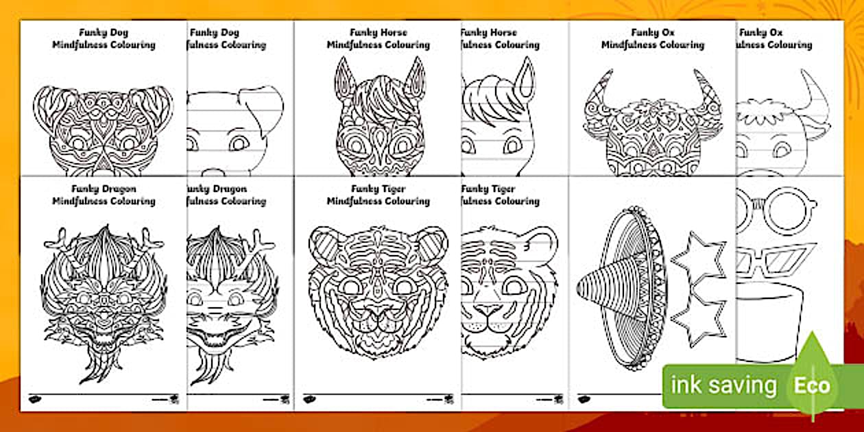 Funky Chinese New Year Mindfulness Colouring Pack - Twinkl