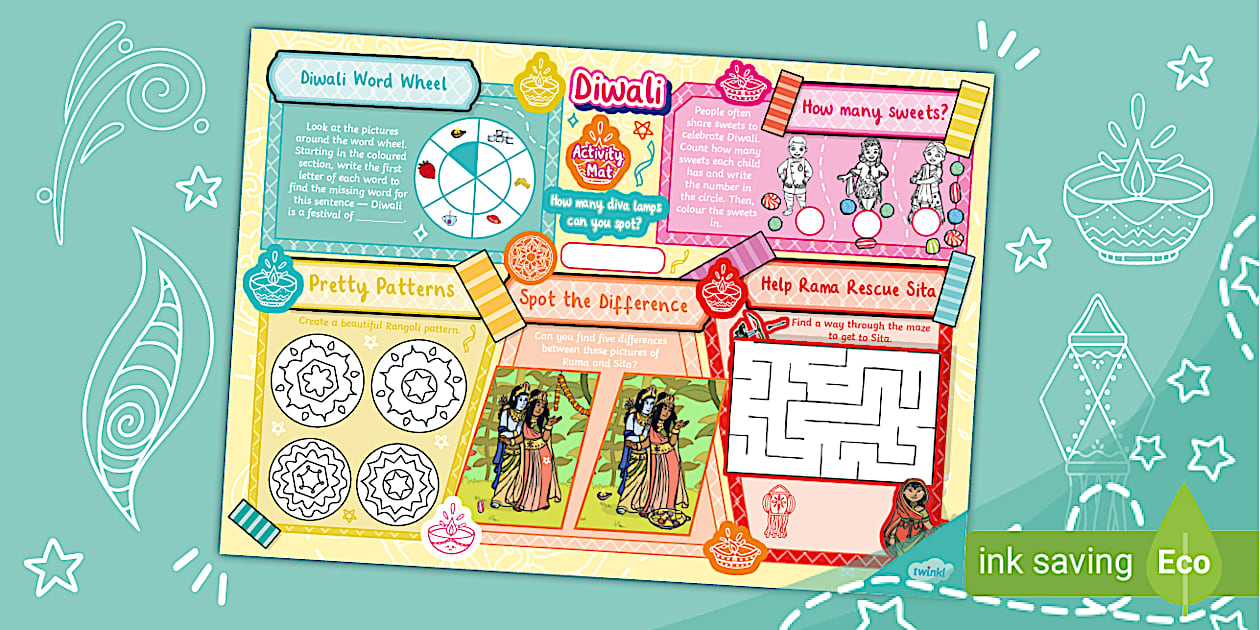 Hindu Diwali Activity Placemat (Ages 3–5) (teacher made)