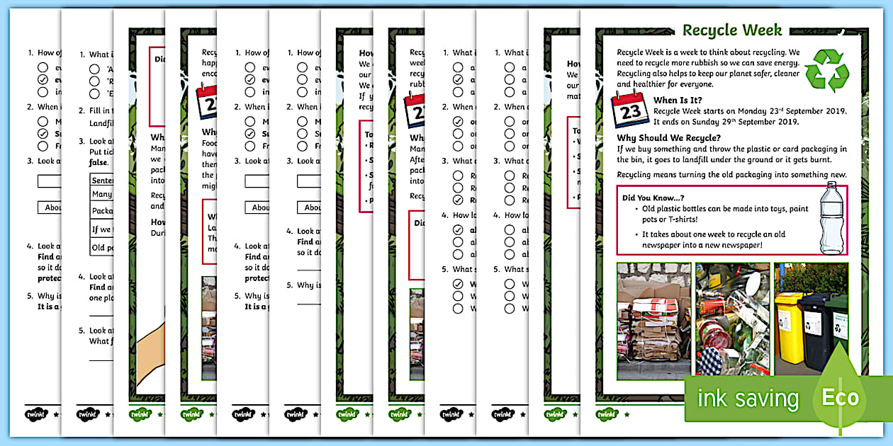 KS1 Recycle Week Differentiated Fact File - Twinkl