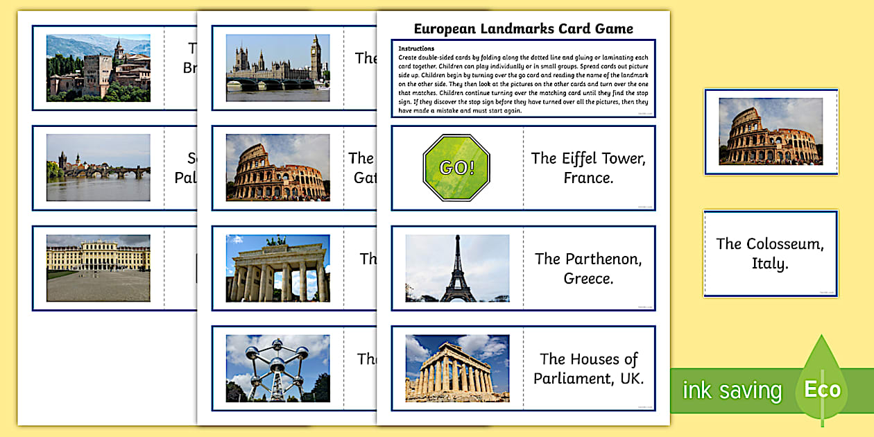 European Landmarks CfE Card Game | Twinkl (teacher made)