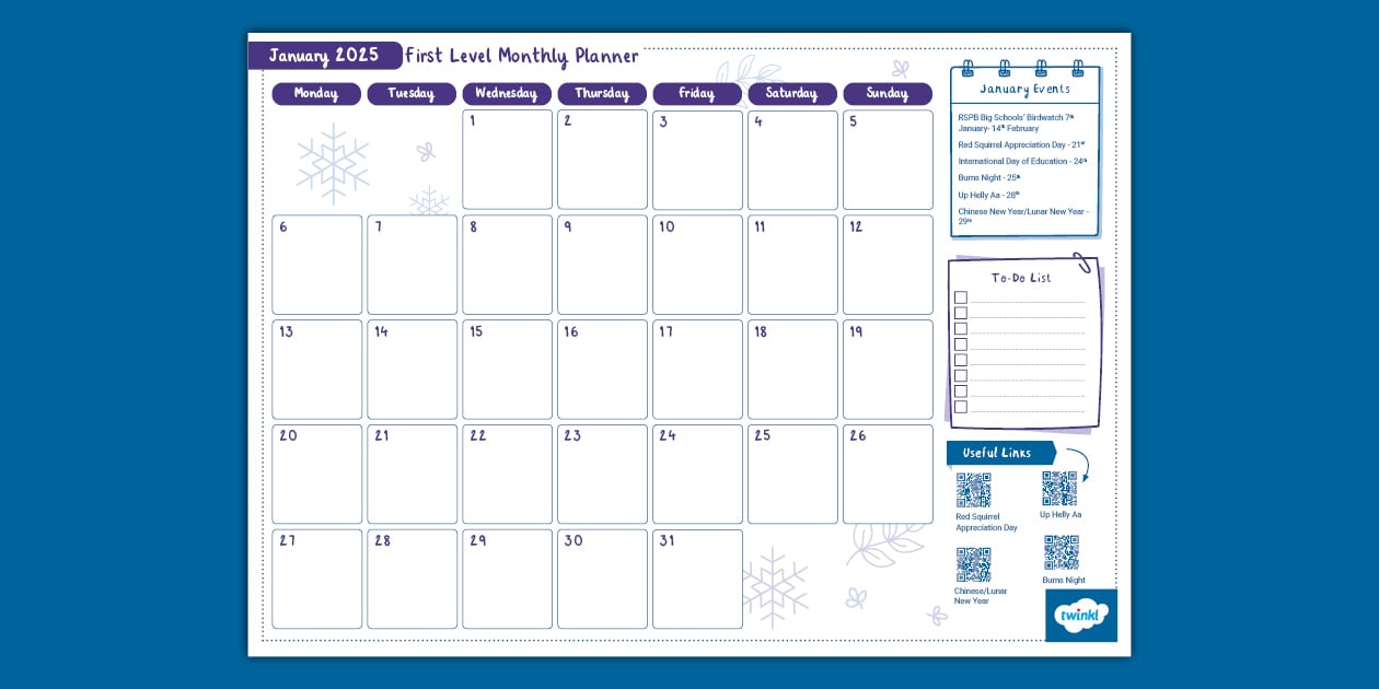 January First Level Teacher A3 Doodle Planner (teacher made)