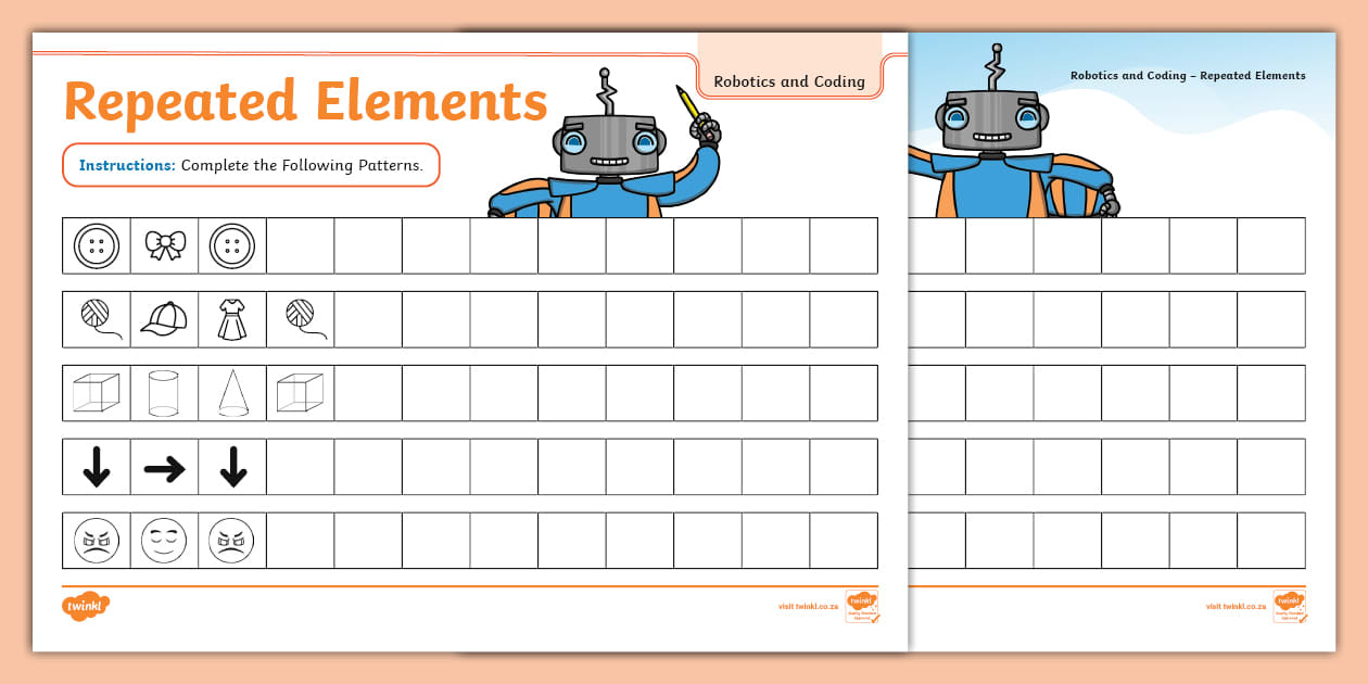 Grade R - Coding Worksheet: Patterns with Repeated Elements