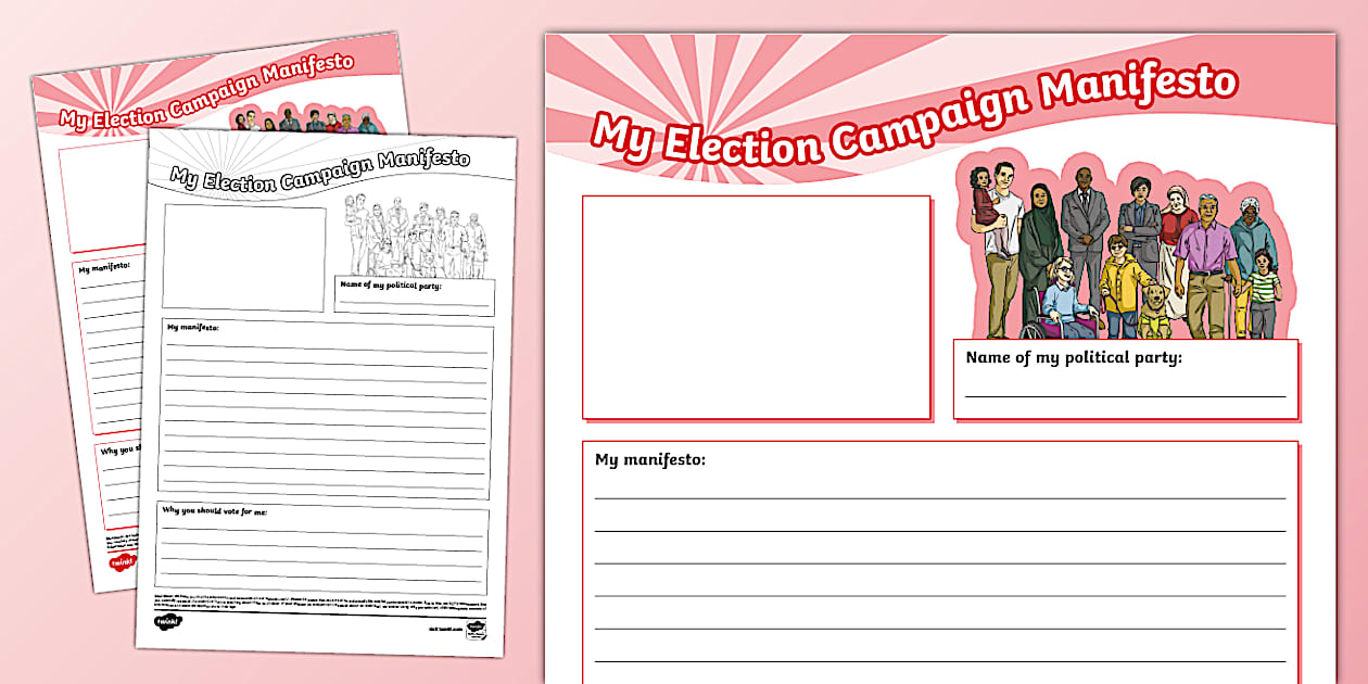 My Election Campaign Manifesto Template (teacher made)