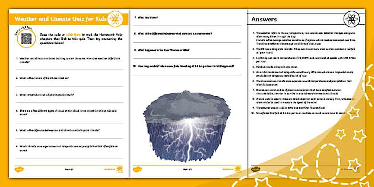 Quiz on weather and climate for children of all ages.