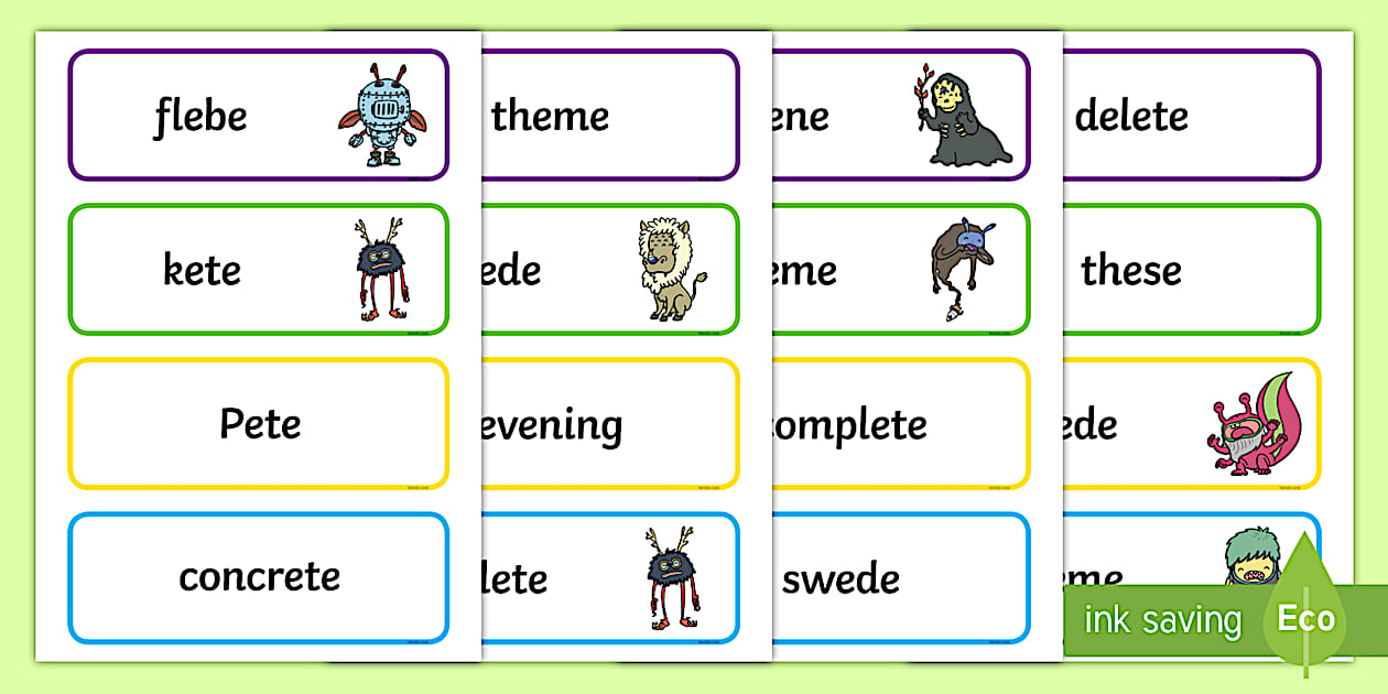 Phase 5 'e-e' Split Digraph Flashcards Real and Nonsense Words