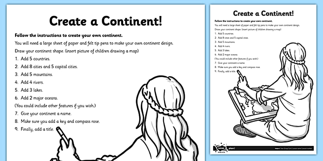 Create a Continent Worksheet / Worksheet (teacher made)