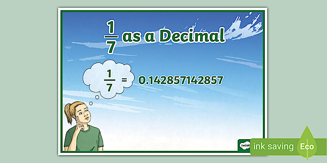 👉 One Seventh as a Decimal Display Poster - Twinkl