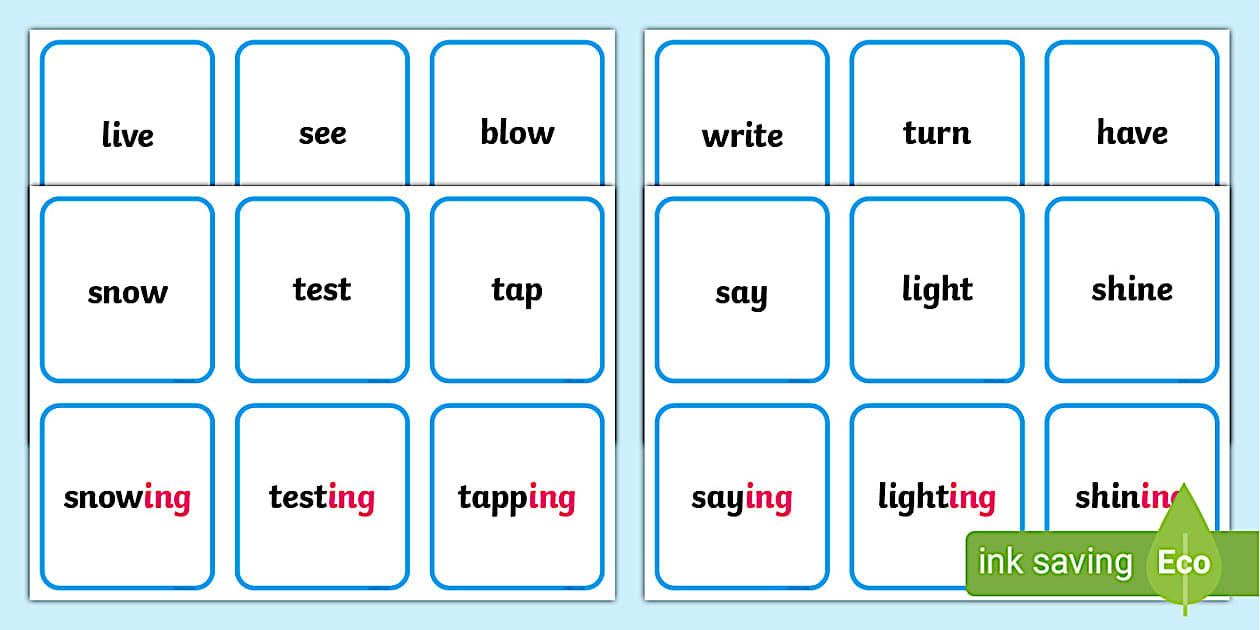 Suffix Matching Cards ing