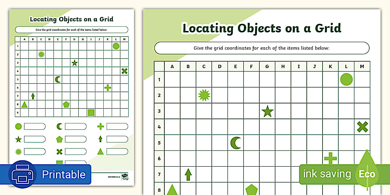 Locating Objects on a Grid Activity Sheet - Twinkl