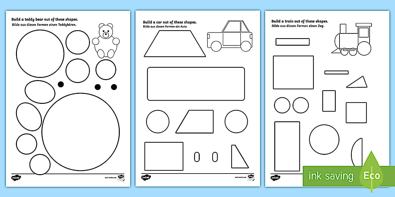 Shape Building Activity English/German - Twinkl