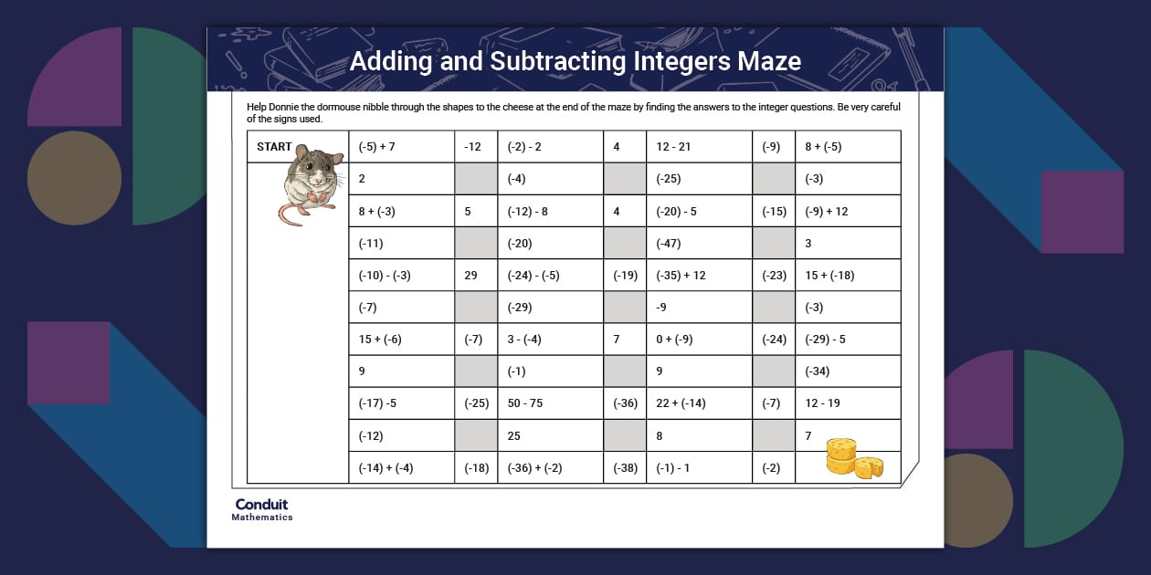 Adding and Subtracting Integers Maze (Hecho por educadores)