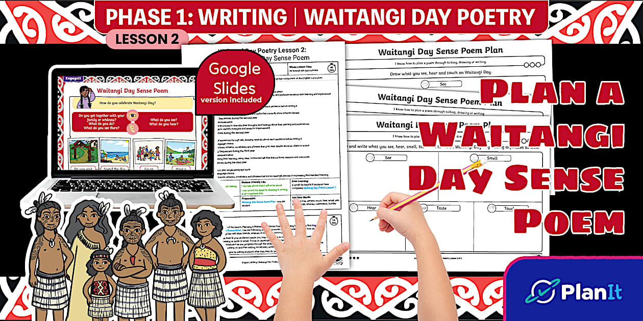 Ph1 Writing: Waitangi Day Poetry Lesson 2: Plan a Sense Poem
