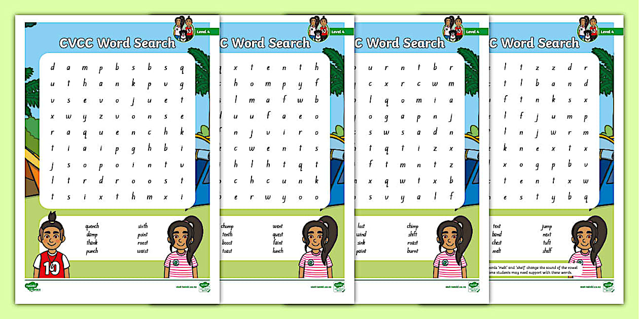 Twinkl Phonics Level 4 CVCC Word Search (teacher made)
