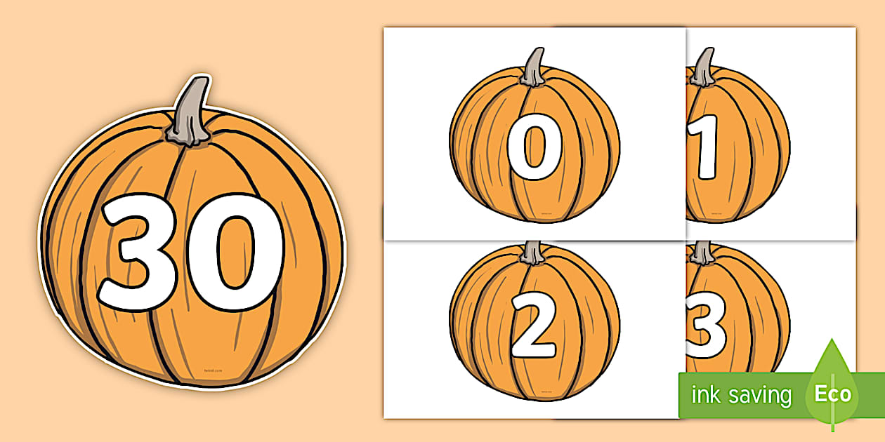 Numbers 0-30 on Pumpkins (teacher made) - Twinkl