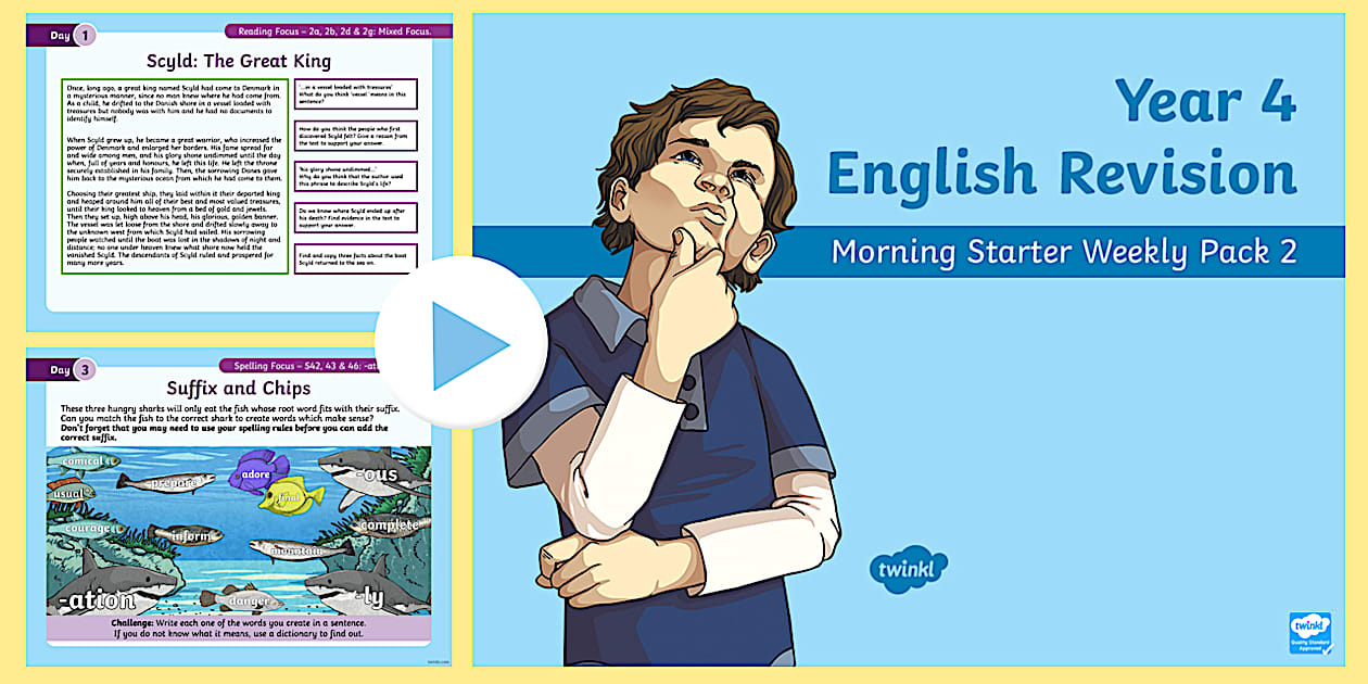 Year 4 English Revision Morning Starter Weekly PowerPoint Pack 2