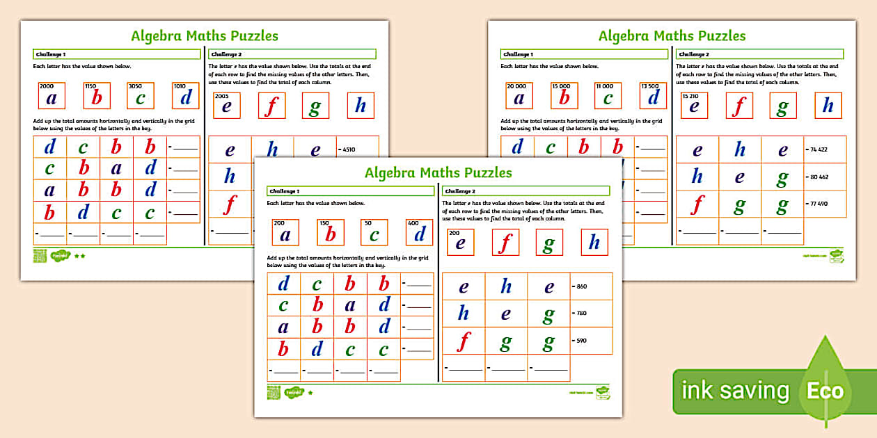 👉 KS2 Algebra Maths Puzzles (teacher made) - Twinkl