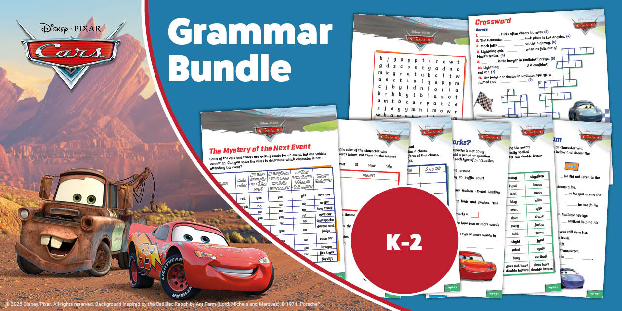 Cars: Grammar & Vocabulary Activity Pack for K-2nd Grade