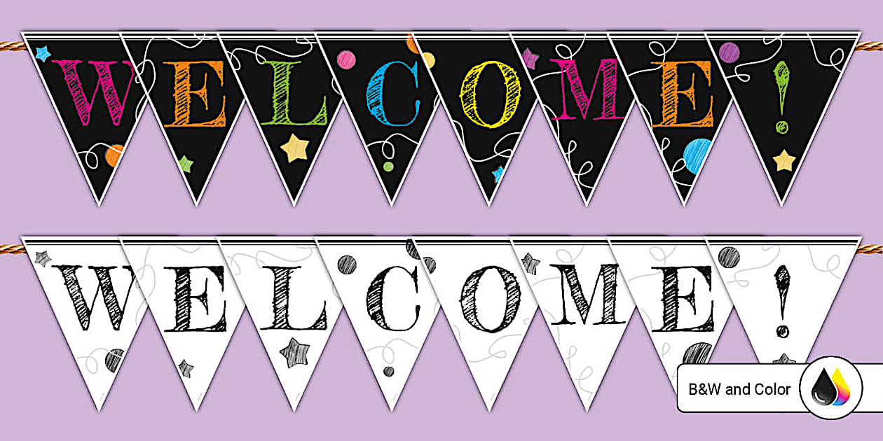Chalkboard Classroom Welcome Bunting (teacher made) - Twinkl