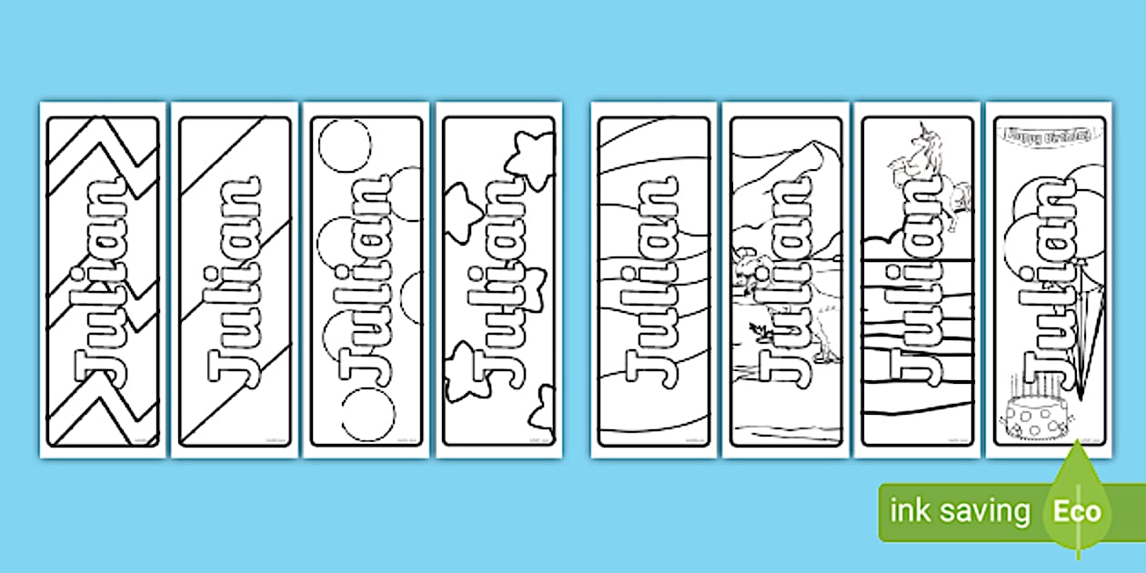 Julian Name Simple Colouring Bookmarks (Teacher-Made)