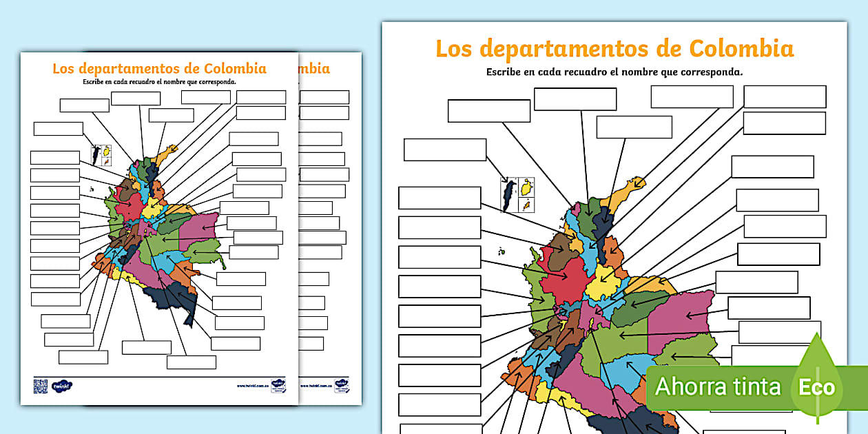 Mapa de los departamentos y capitales de Colombia - Twinkl