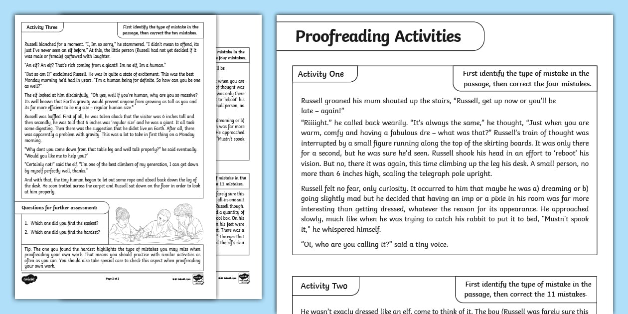 Proofreading Worksheets PDF | Primary Resources - Twinkl