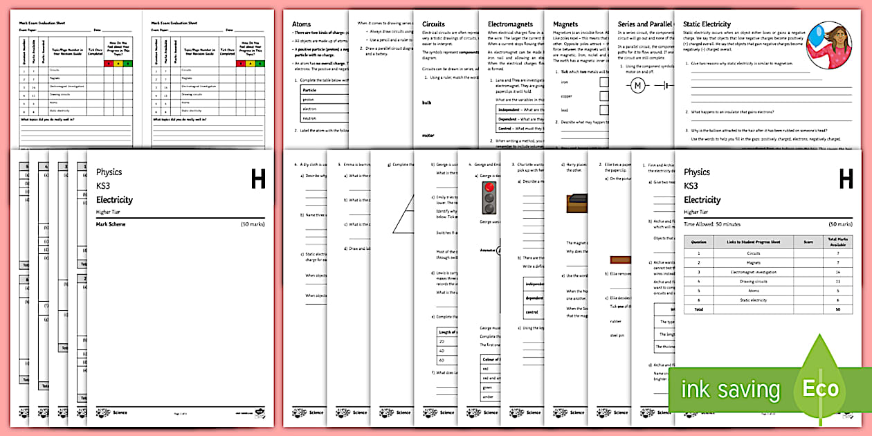 KS3 Electricity Higher Assessment Pack (teacher made)