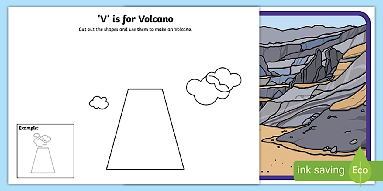 QLD 'V' Is for Volcano Craft (teacher made) - Twinkl