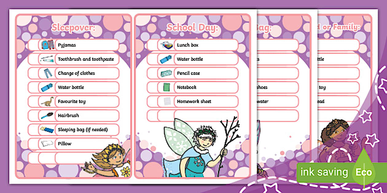 Outing Checklists - Fairies Theme (teacher made) - Twinkl