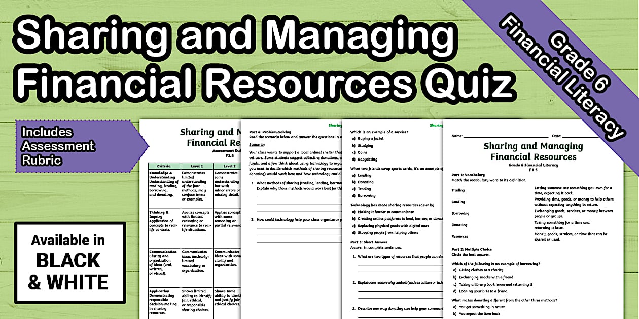 Sharing and Managing Financial Resources Quiz