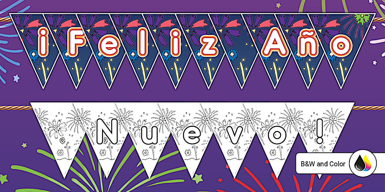 Banderín: ¡Feliz Año Nuevo! (Hecho por educadores)