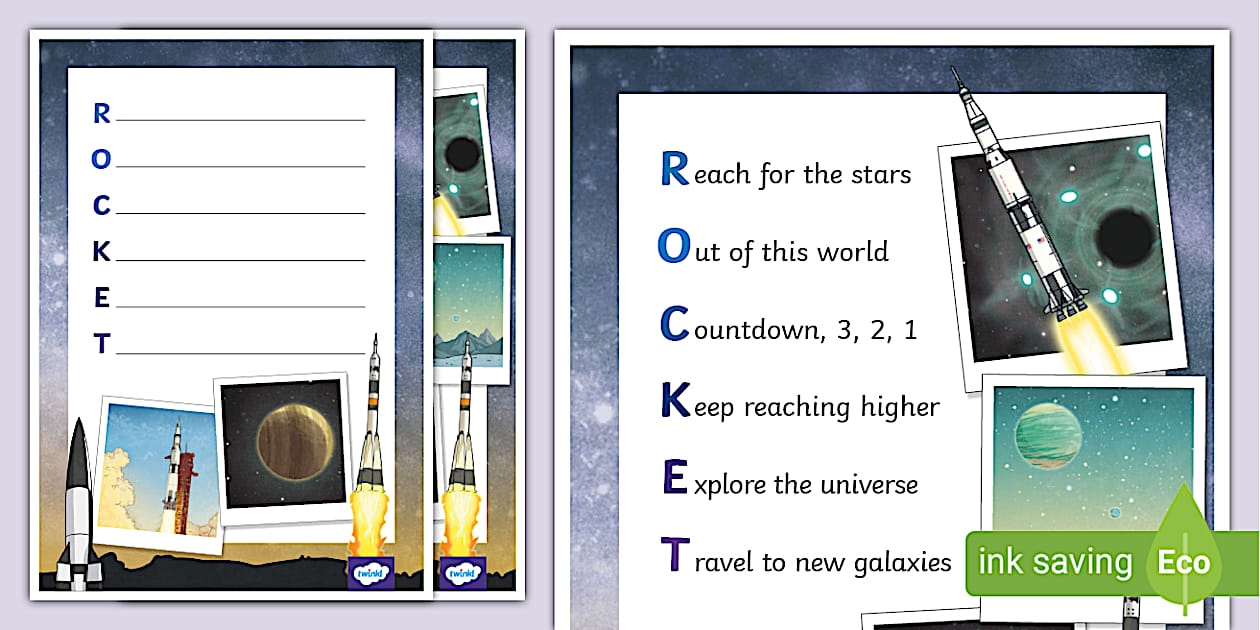 Rocket Acrostic Poem Example (teacher made) - Twinkl