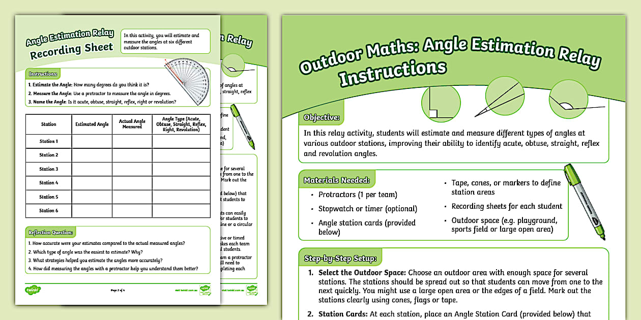 Outdoor Maths: Angle Estimation Relay (Teacher-Made)