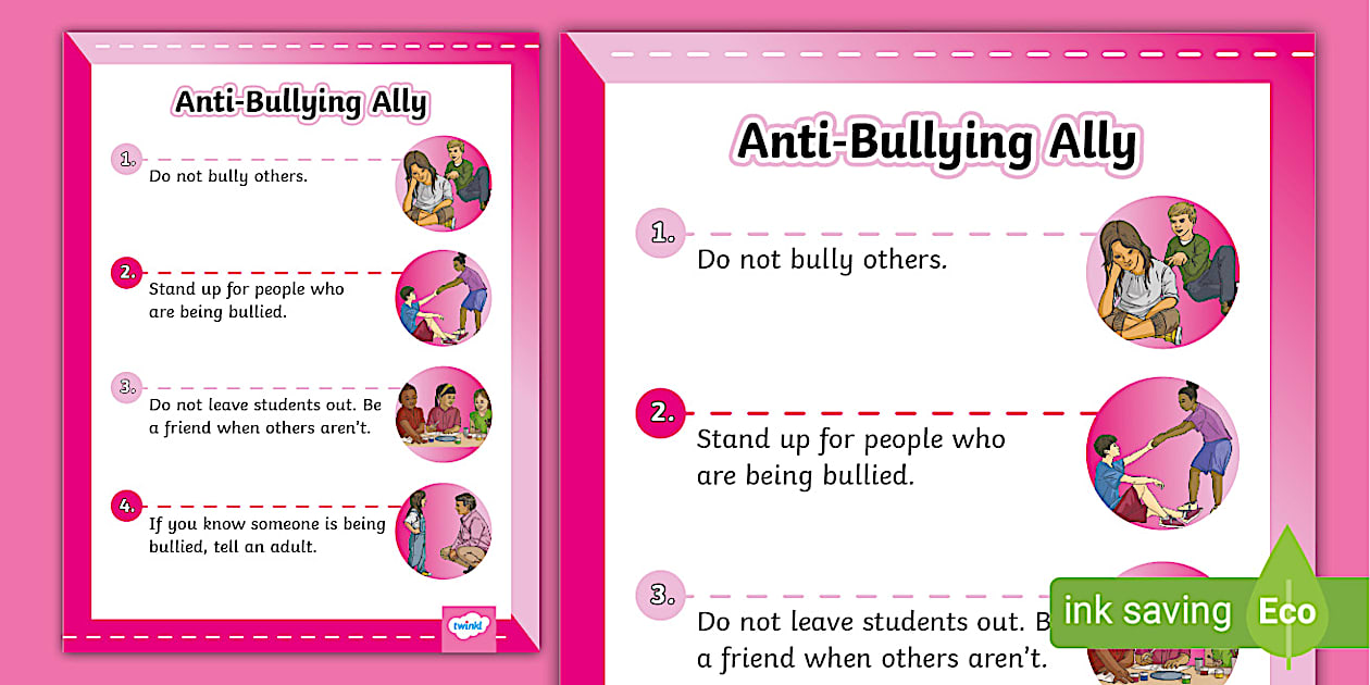Pink Shirt Day Being an Anti-Bully Ally Display Poster