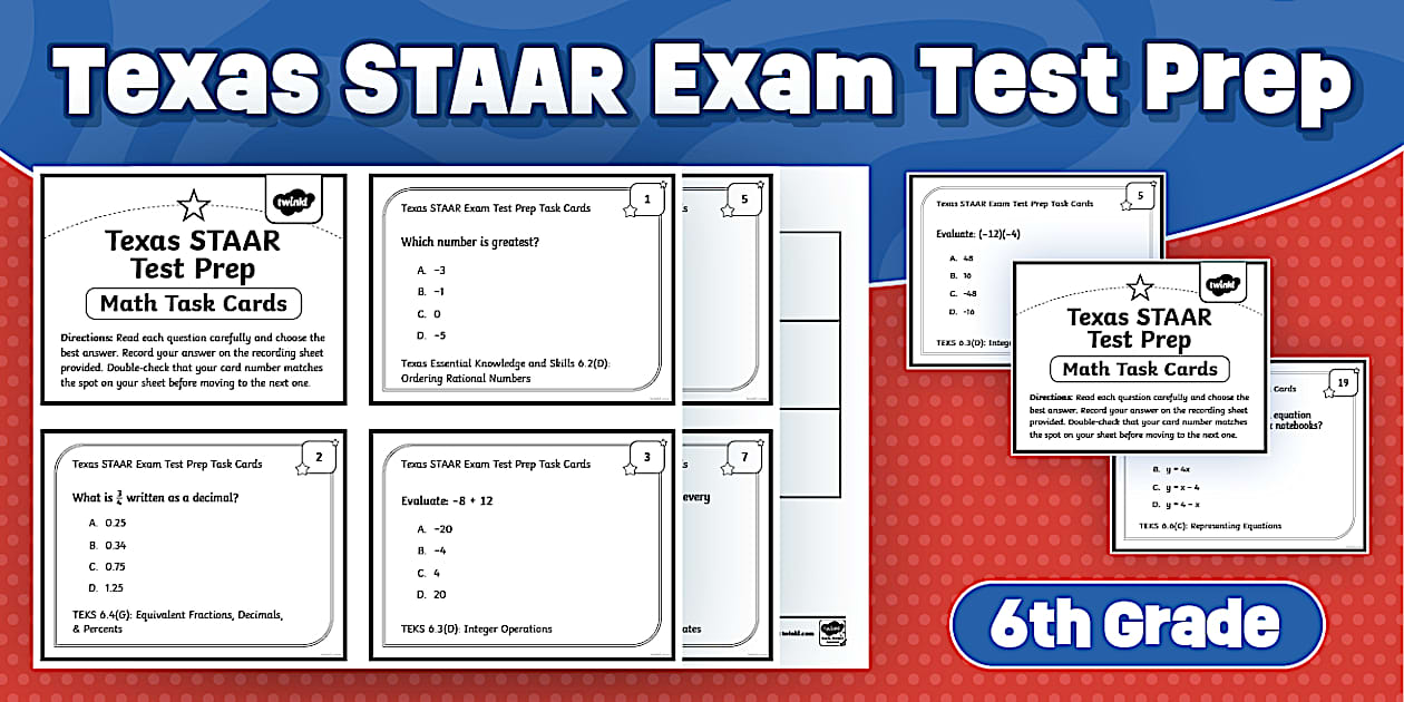 Sixth Grade Math Task Cards | Texas STAAR Test Prep