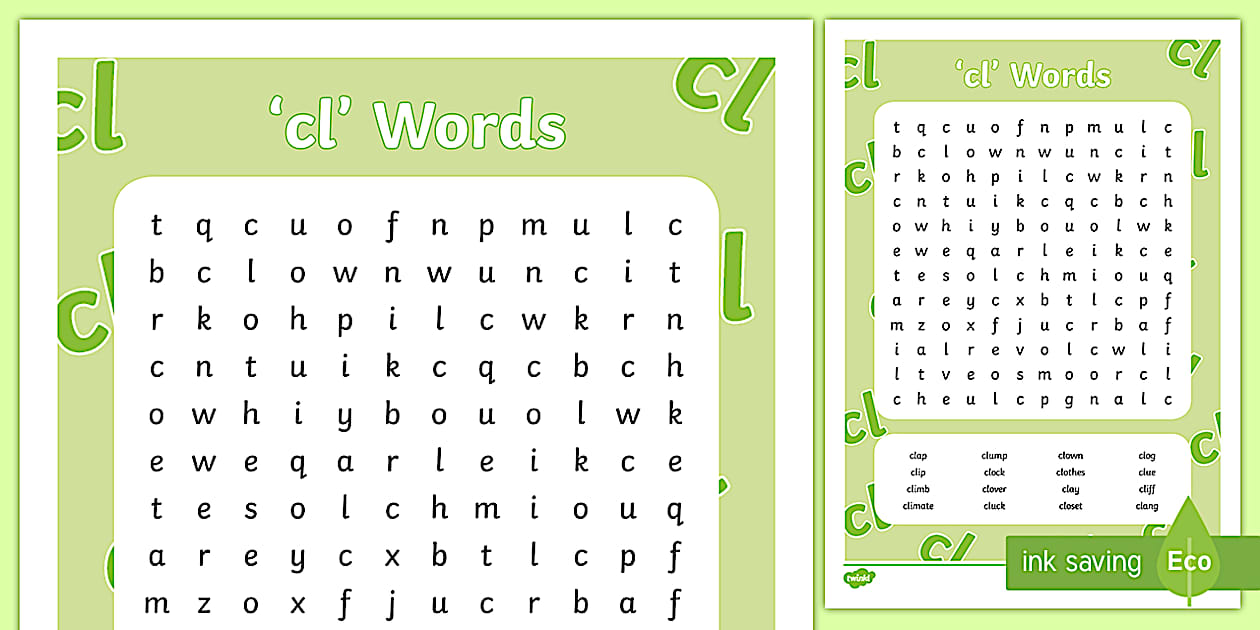 'cl' Blend Word Search (teacher made) - Twinkl