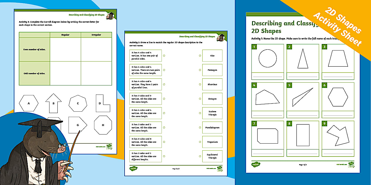 Describing and Classifying 2D Shapes Activity Sheet