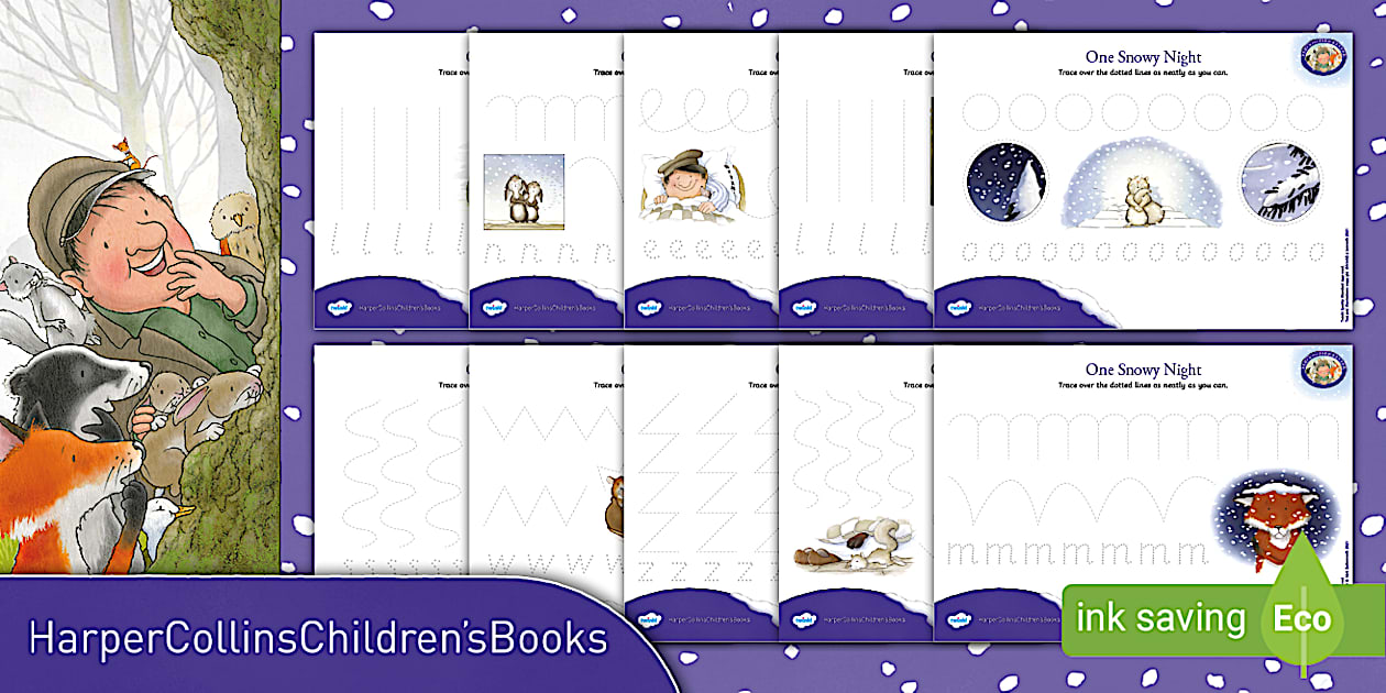 FREE! - Percy the Park Keeper: One Snowy Night Pencil Control Sheets