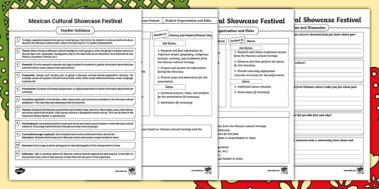 Mexican Cultural Showcase Festival Project for 3rd-5th Grade
