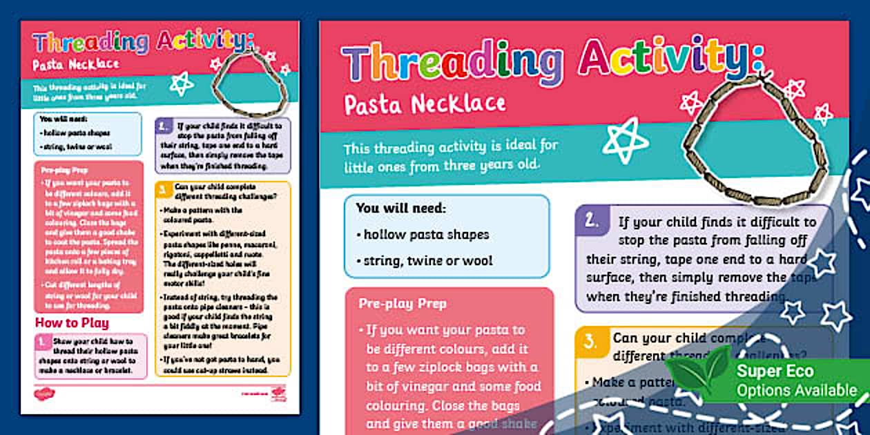 Pasta Necklace Threading Activity (teacher made) - Twinkl