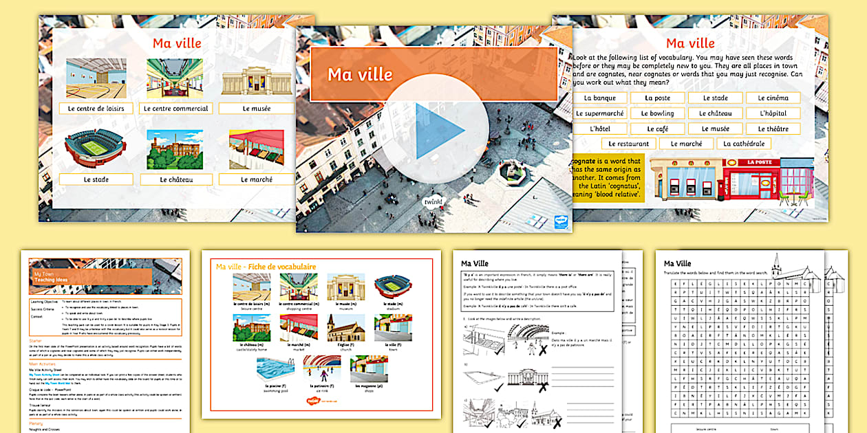 My Town Cover Work Lesson Pack French (teacher made)