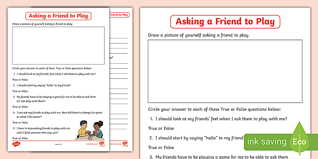 Asking to Play Worksheet (teacher made) - Twinkl